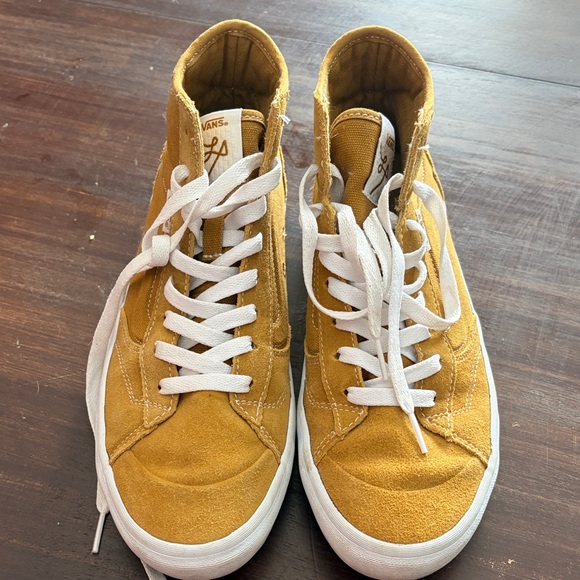 Vans | Shoes | Vans Yellow Hightop Sneakers With White Laces | Poshmark